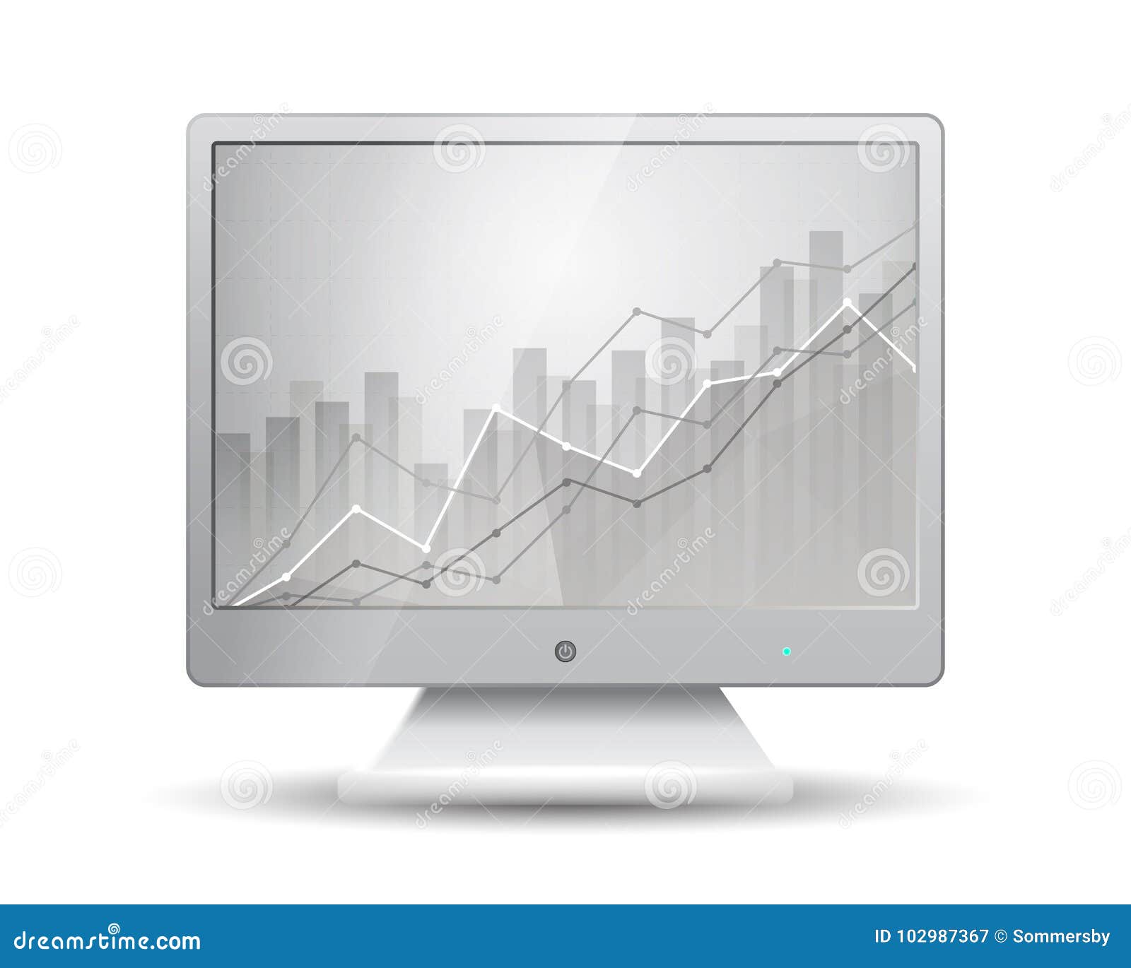 White Monitor with Business Statistics Chart Showing Various ...