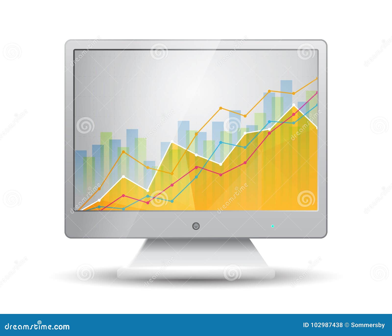 White Monitor with Business Statistics Chart Showing Various ...