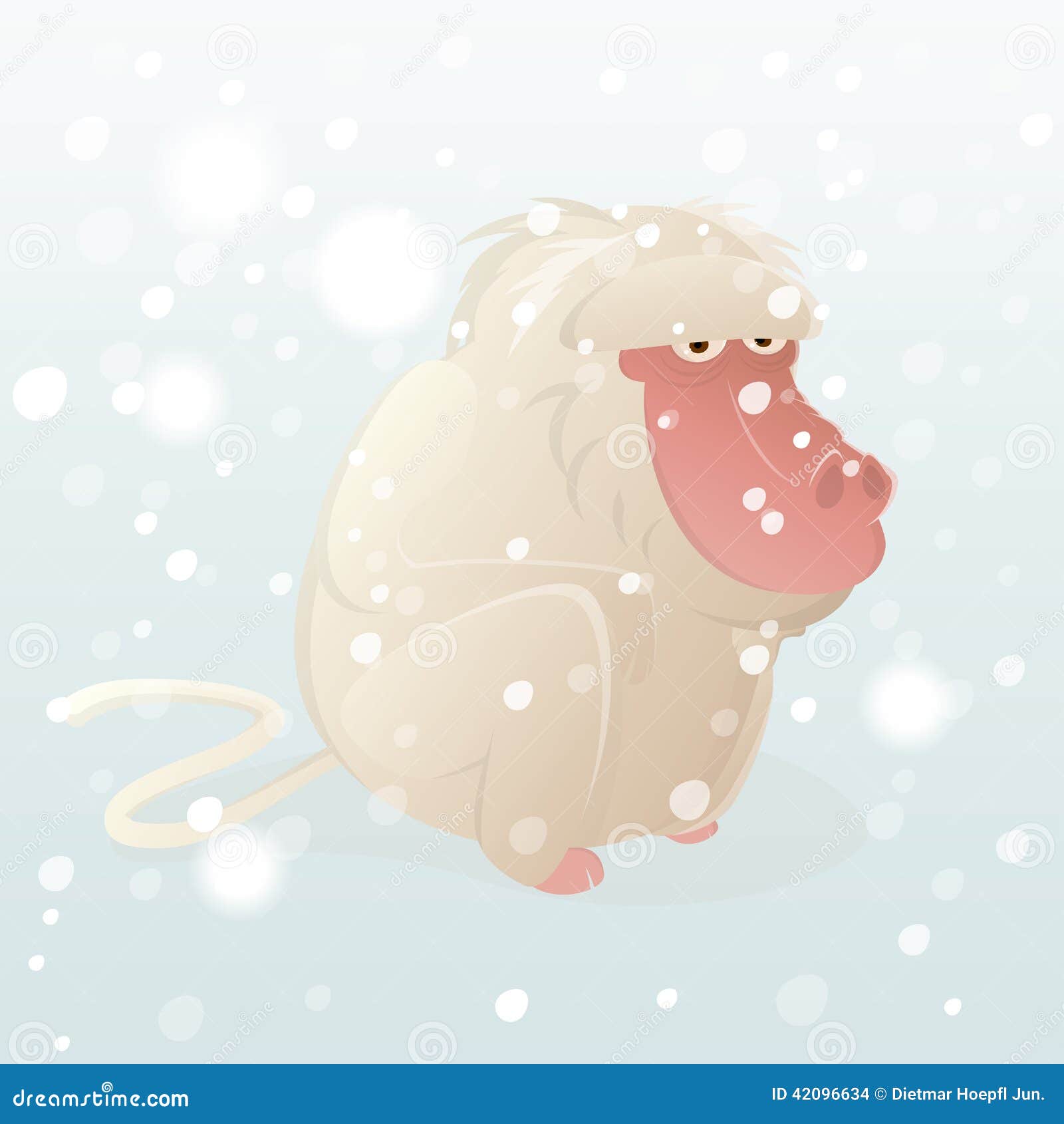 White Monkey Sitting in Snow Stock Vector - Illustration of monkey ...