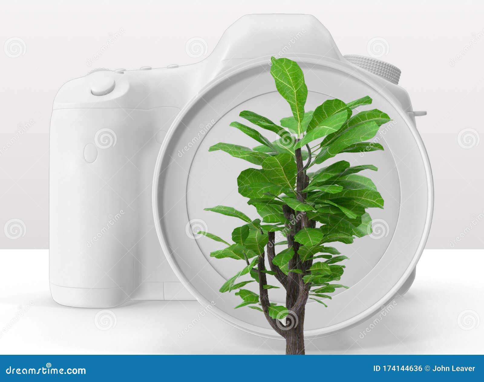 White Monochrome Camera 3D Illustration Facing Forwards Stock ...
