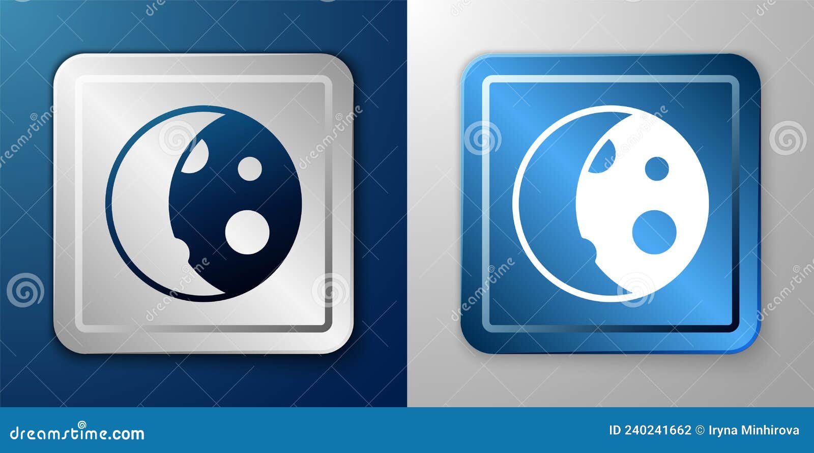 White Moon Phases Icon Isolated on Blue and Grey Background. Silver and ...