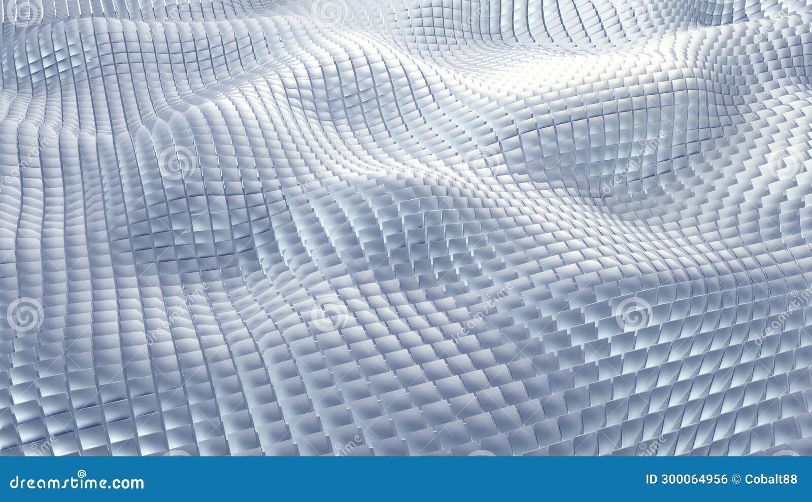 White Mosaic Background, 3D Waves from Square Shapes, Technology ...