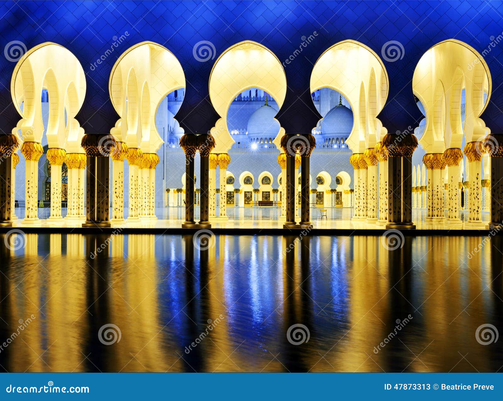 White Mosque stock image. Image of marble, gulf, night - 47873313