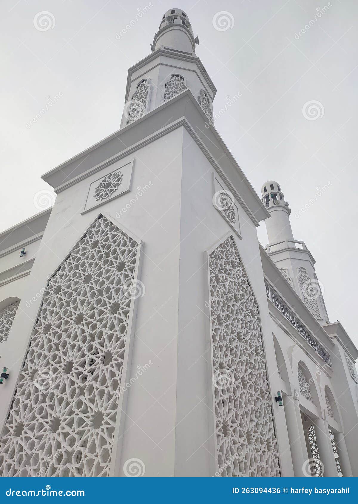 White Mosque with Arabic Mozaic Stock Photo - Image of white ...