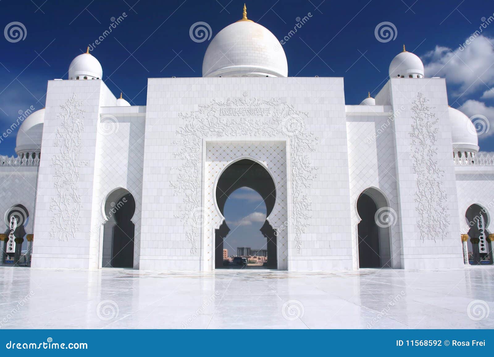 White Mosque with Cloudy Blue Sky Stock Photo - Image of believe ...