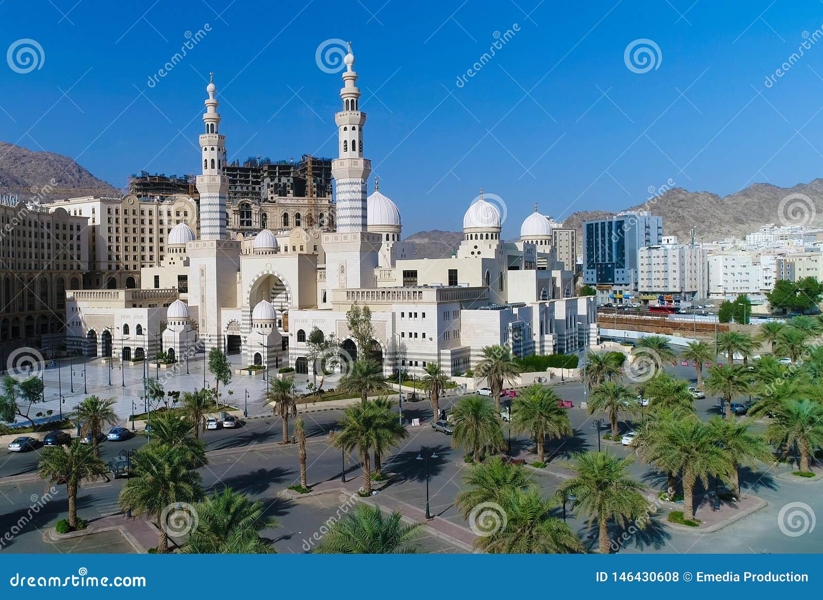 A white mosque in mecca stock photo. Image of outdoor - 146430608