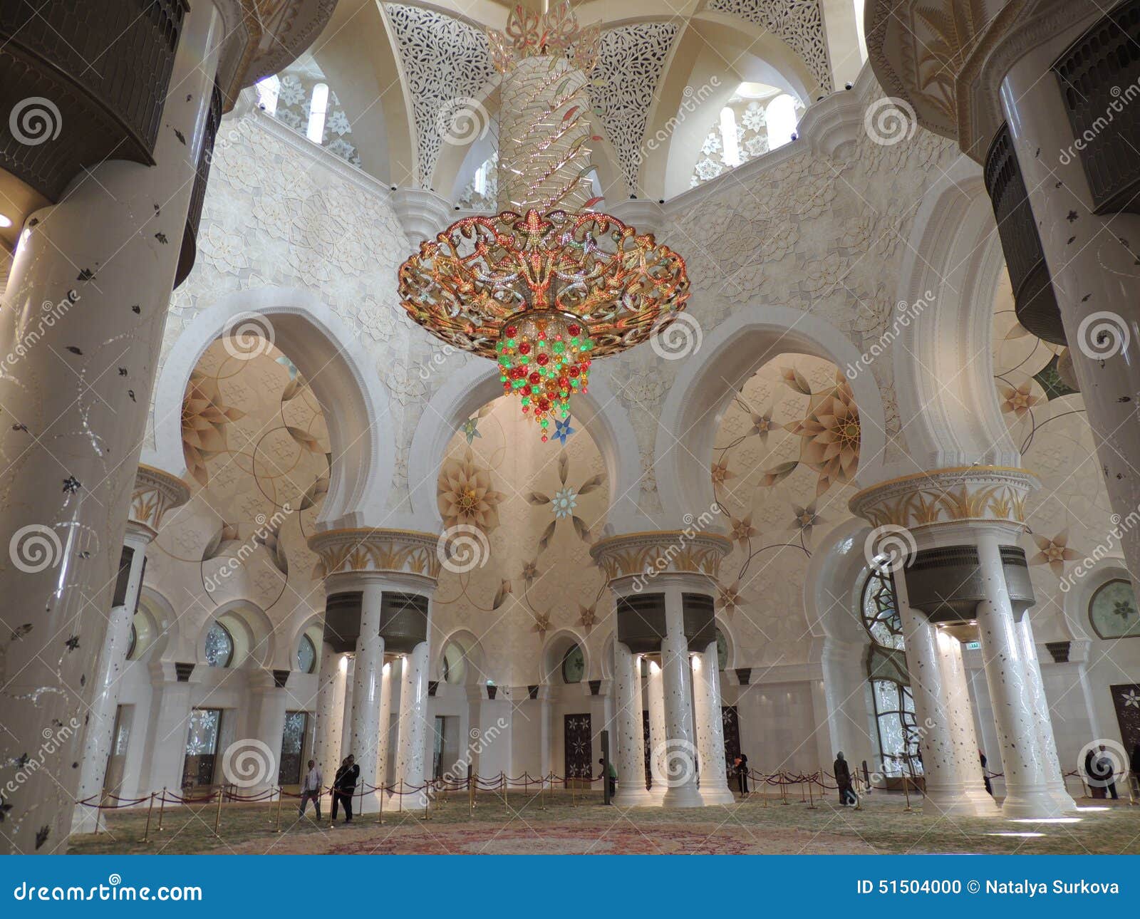 White Mosque of the Sheikh Zayd in Abu Dhabi Inside Stock Photo - Image ...