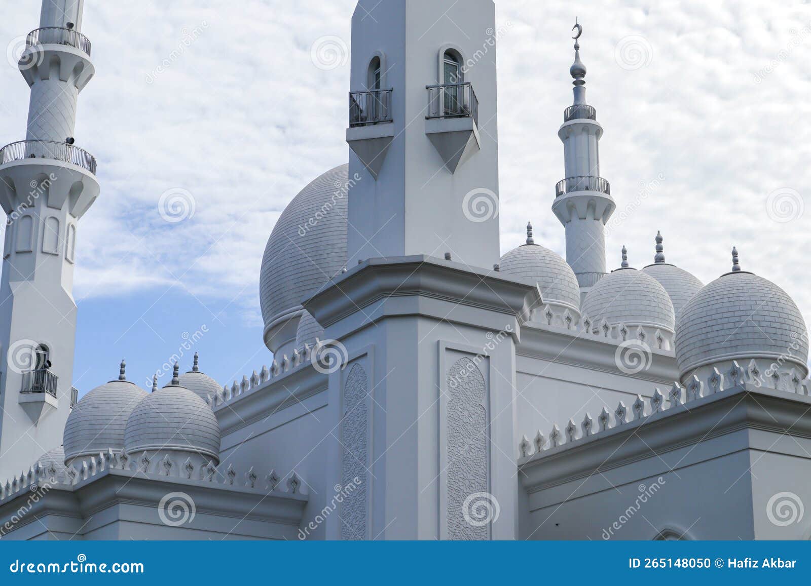 A Mosque with a Unique Architecture Clad in White Throughout Stock ...