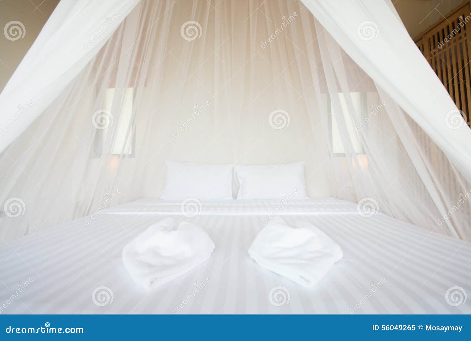 White Mosquito Net Over a Bed in a Luxurious Hotel Stock Image - Image ...