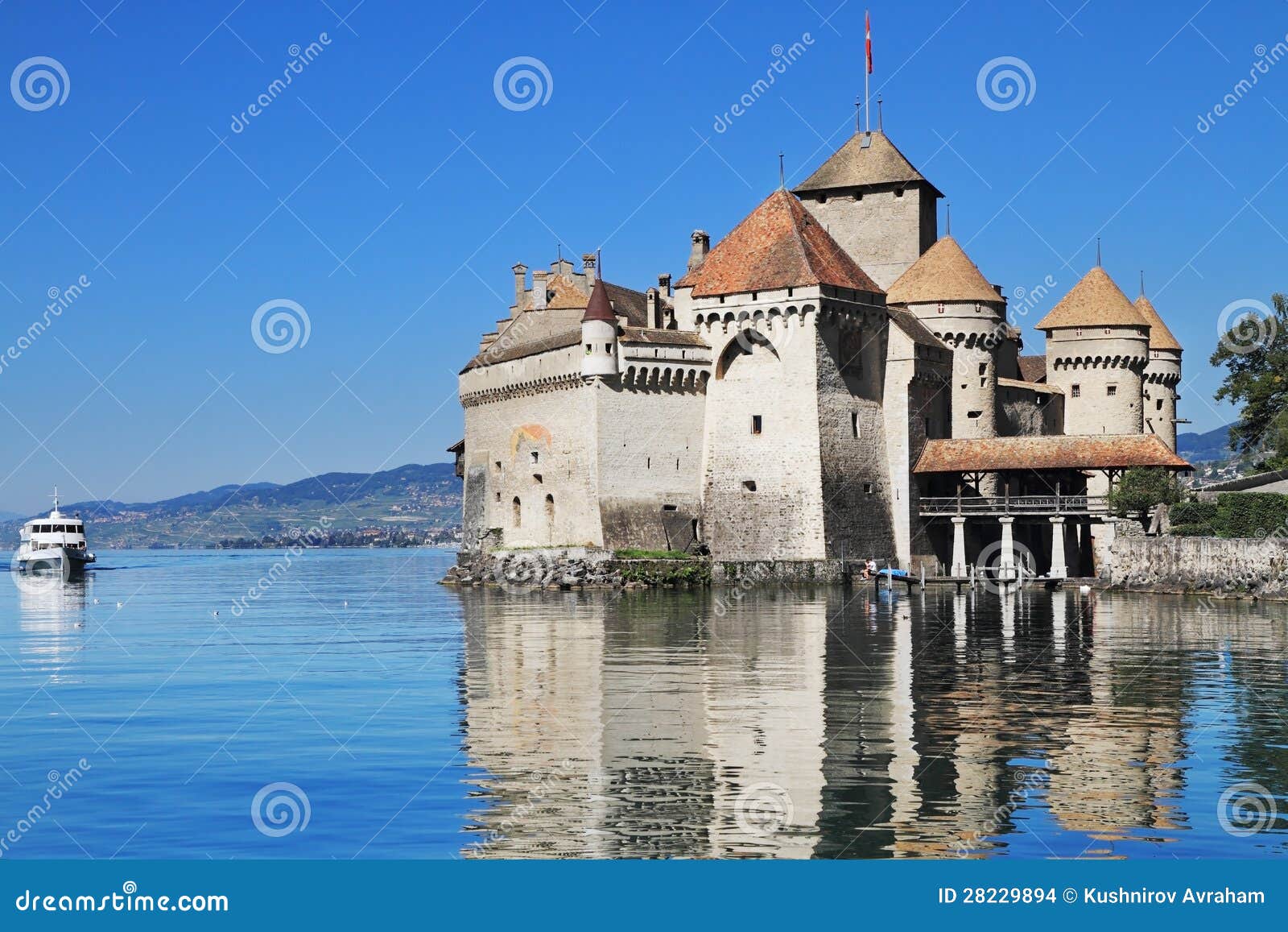 The White Motor Ship Floats by a Castle Editorial Stock Image - Image ...