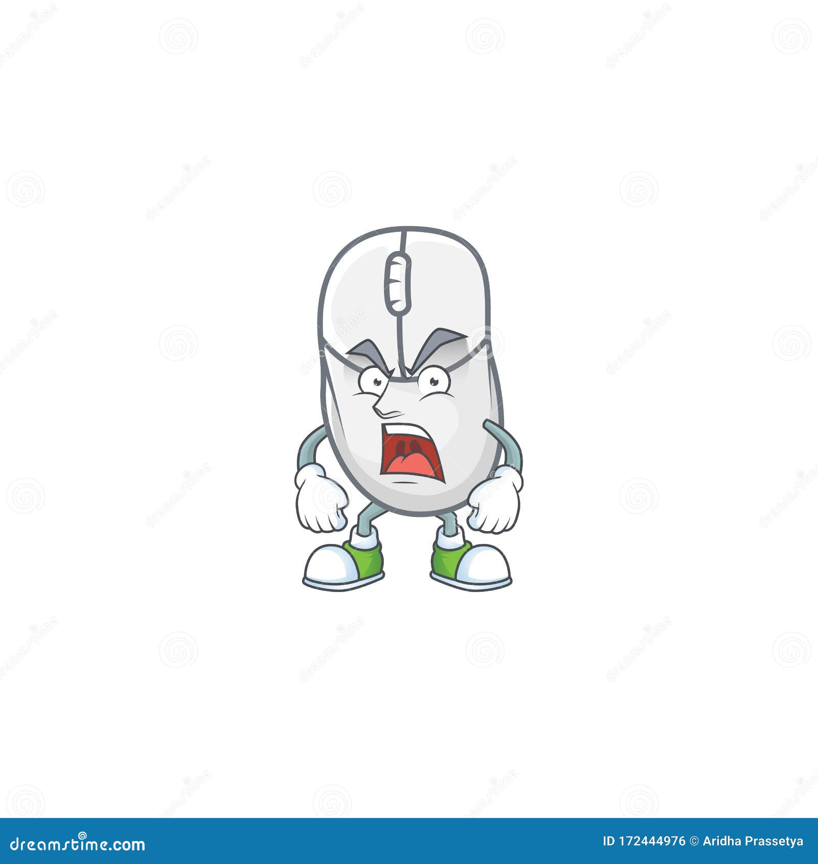 White Mouse Cartoon Character Design with Angry Face Stock Vector ...