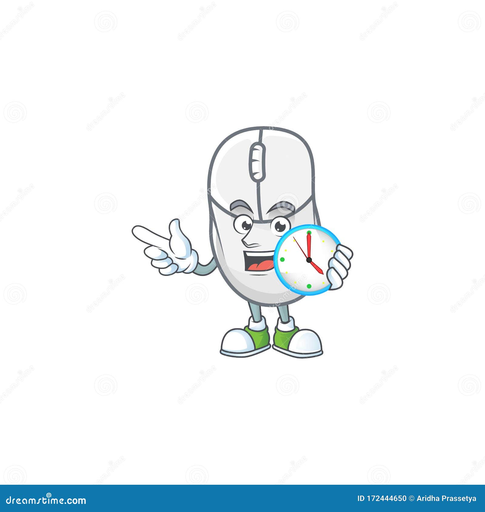 White Mouse Cartoon Character Style with a Clock Stock Vector ...
