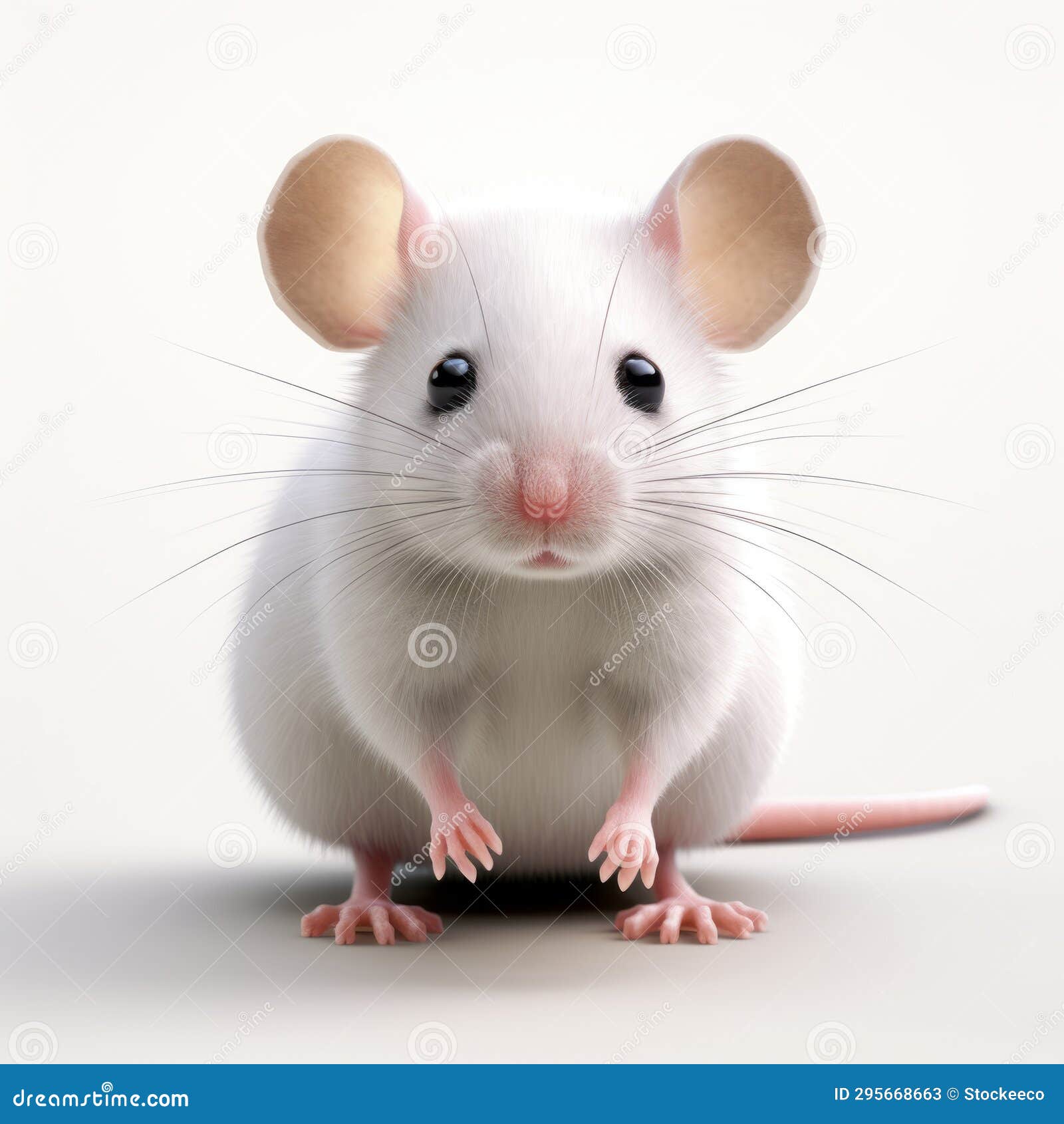 White Mouse on Clean Background: Realistic and Imaginative 3d Render ...