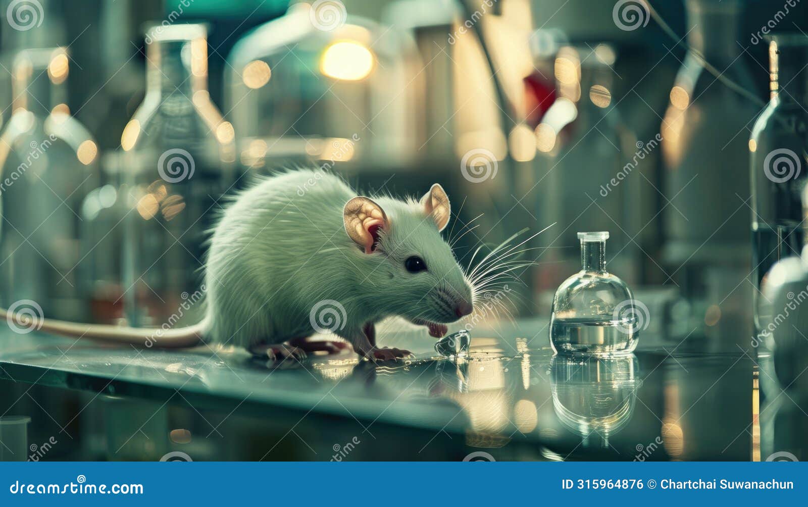 A White Mouse is Drinking Water from a Glass by AI Generated Image ...