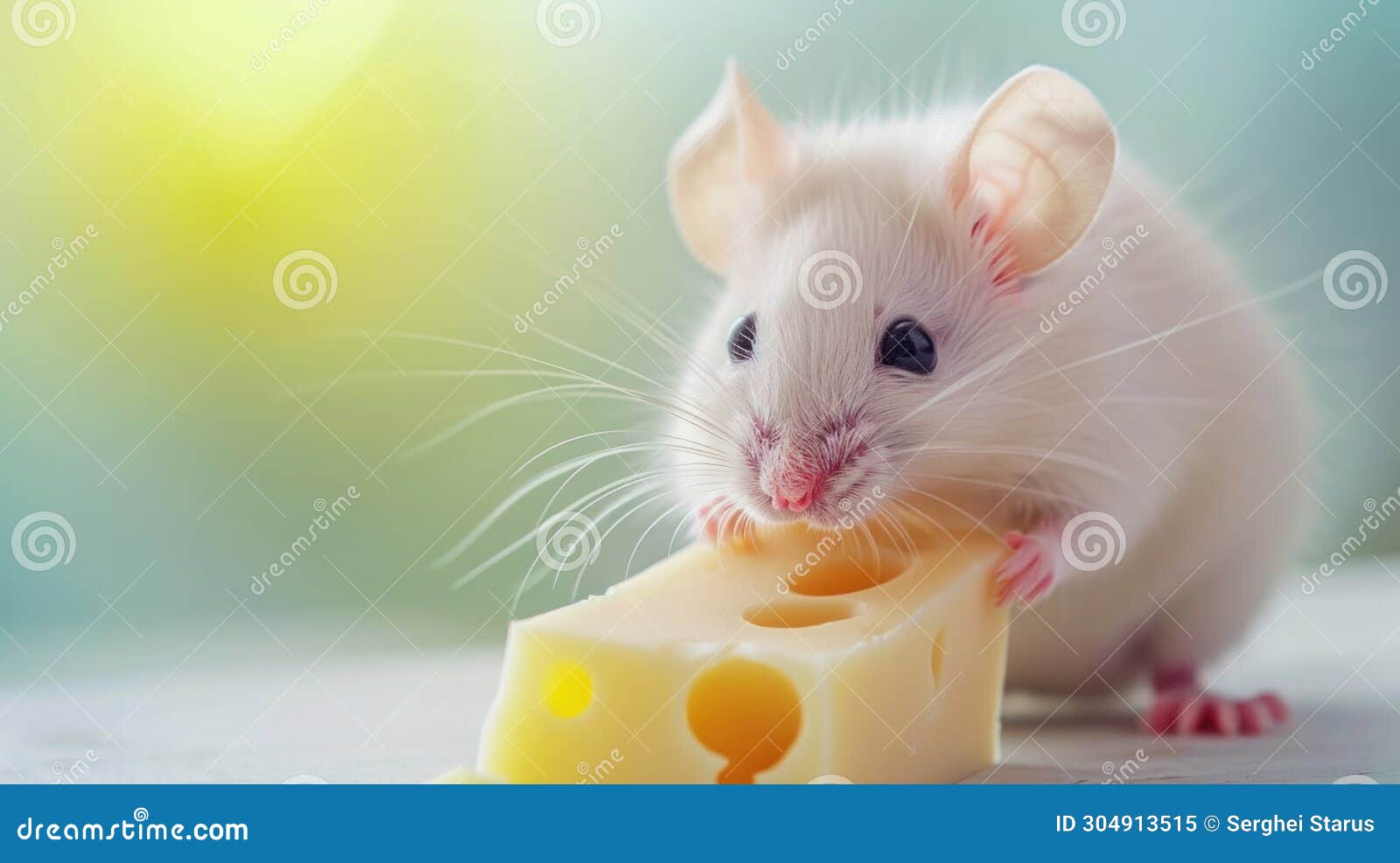 A White Mouse Eating a Piece of Cheese on the Table, AI Stock Image ...