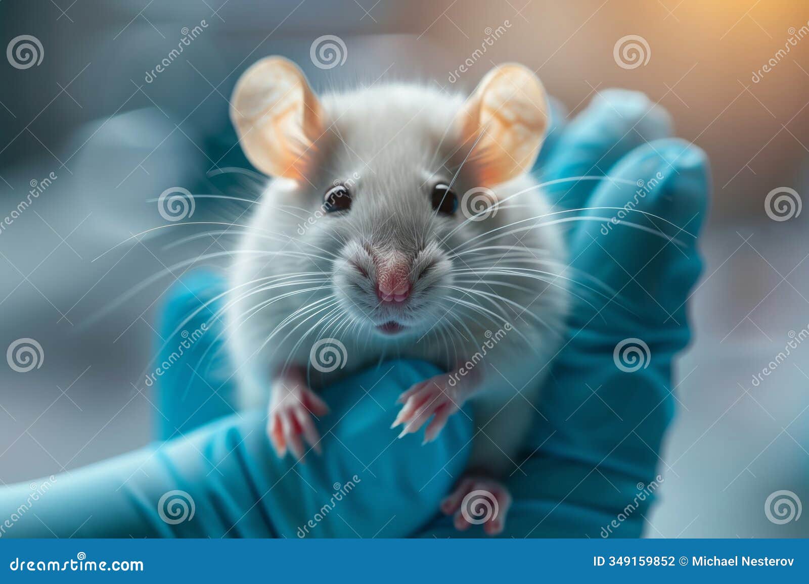 White Mouse in the Hands of a Laboratory Assistant for Scientific ...