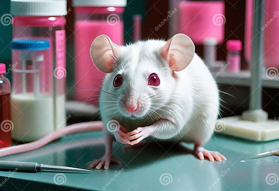 A White Mouse with Pink Eyes Stock Illustration - Illustration of ...