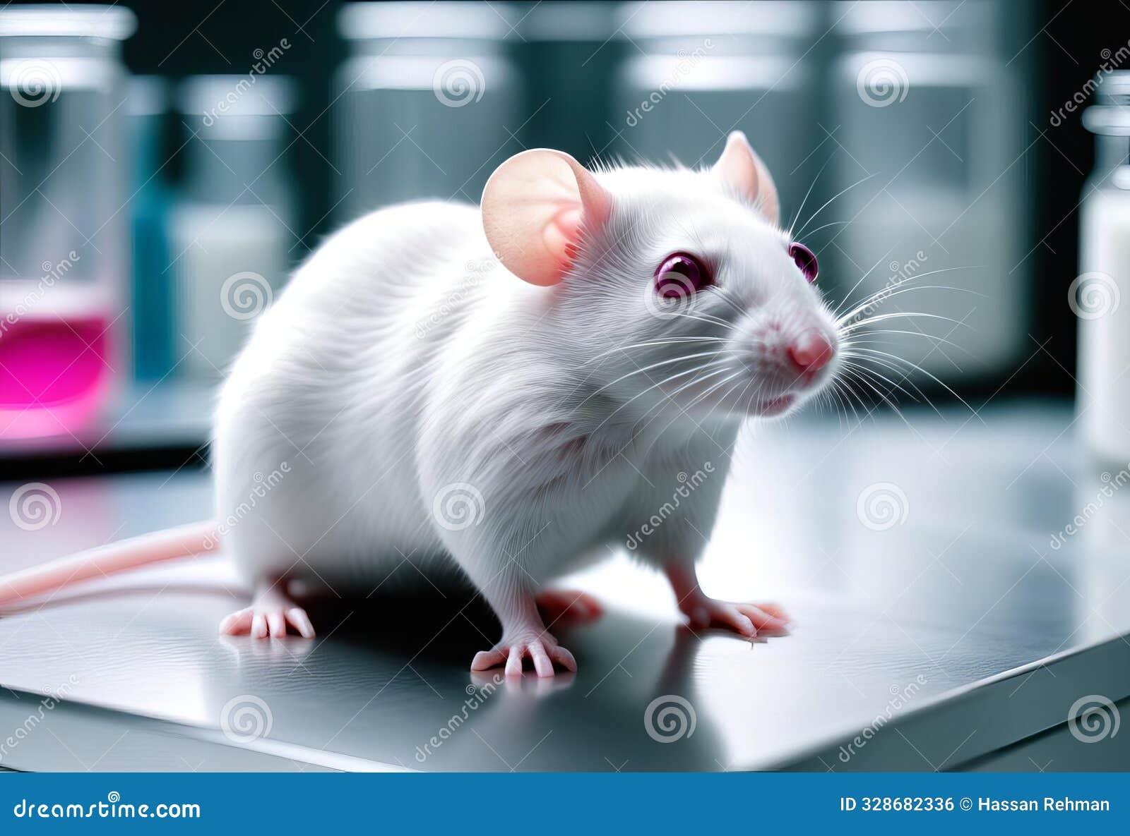 A White Mouse with Pink Eyes Stock Illustration - Illustration of ...