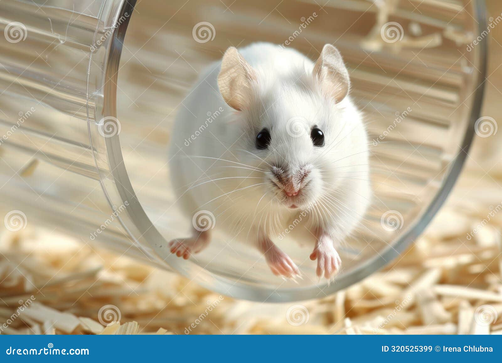 White Mouse on a Running Wheel Showcasing Pet Activity Stock ...