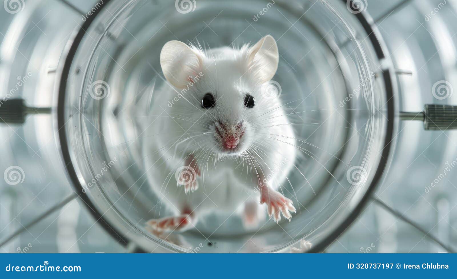 White Mouse on a Running Wheel Showcasing Pet Activity Stock ...