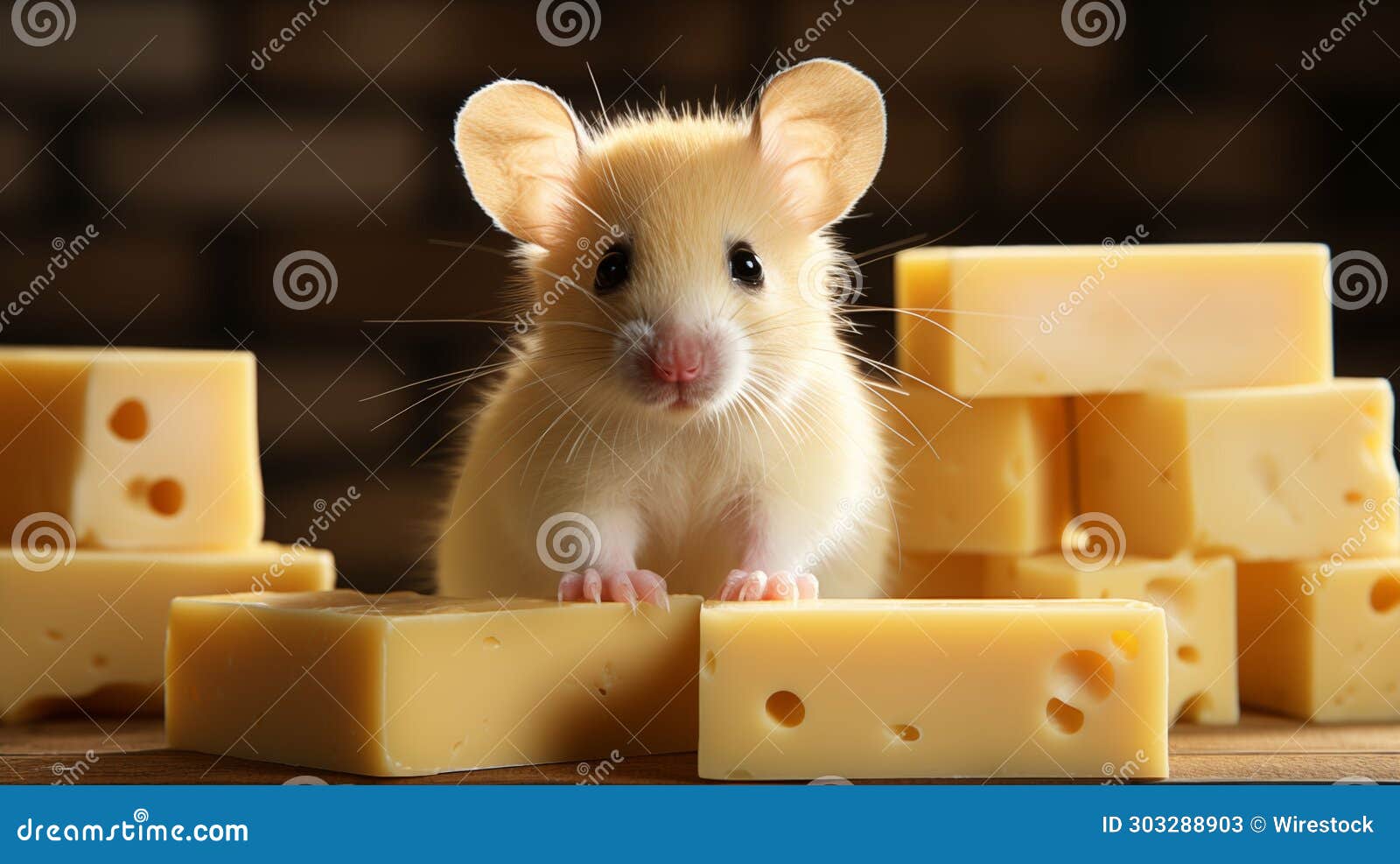 White Mouse Standing on Pieces of Cheese Stock Image - Image of cheese ...