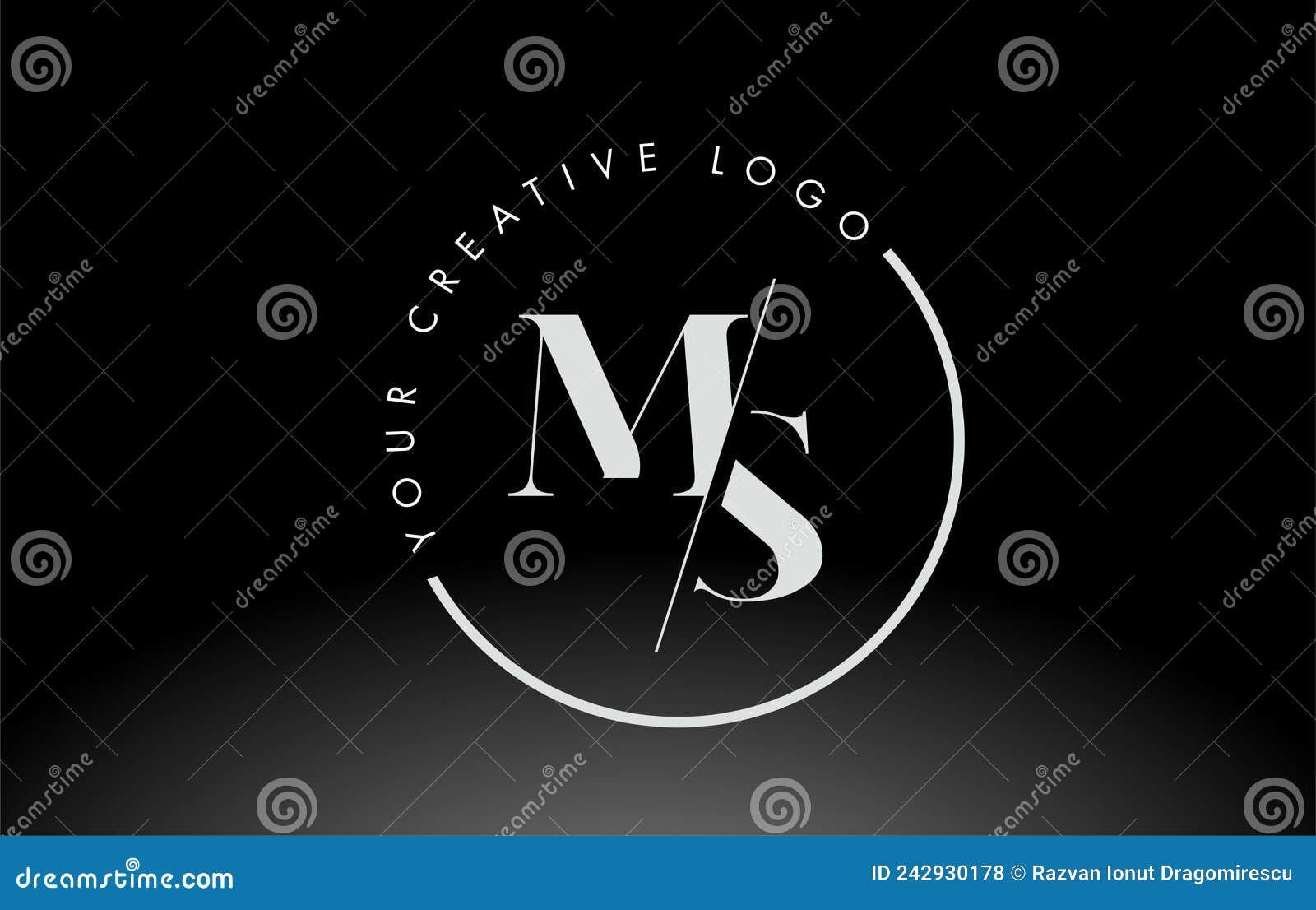 White MS Serif Letter Logo Design with Creative Intersected Cut Stock ...