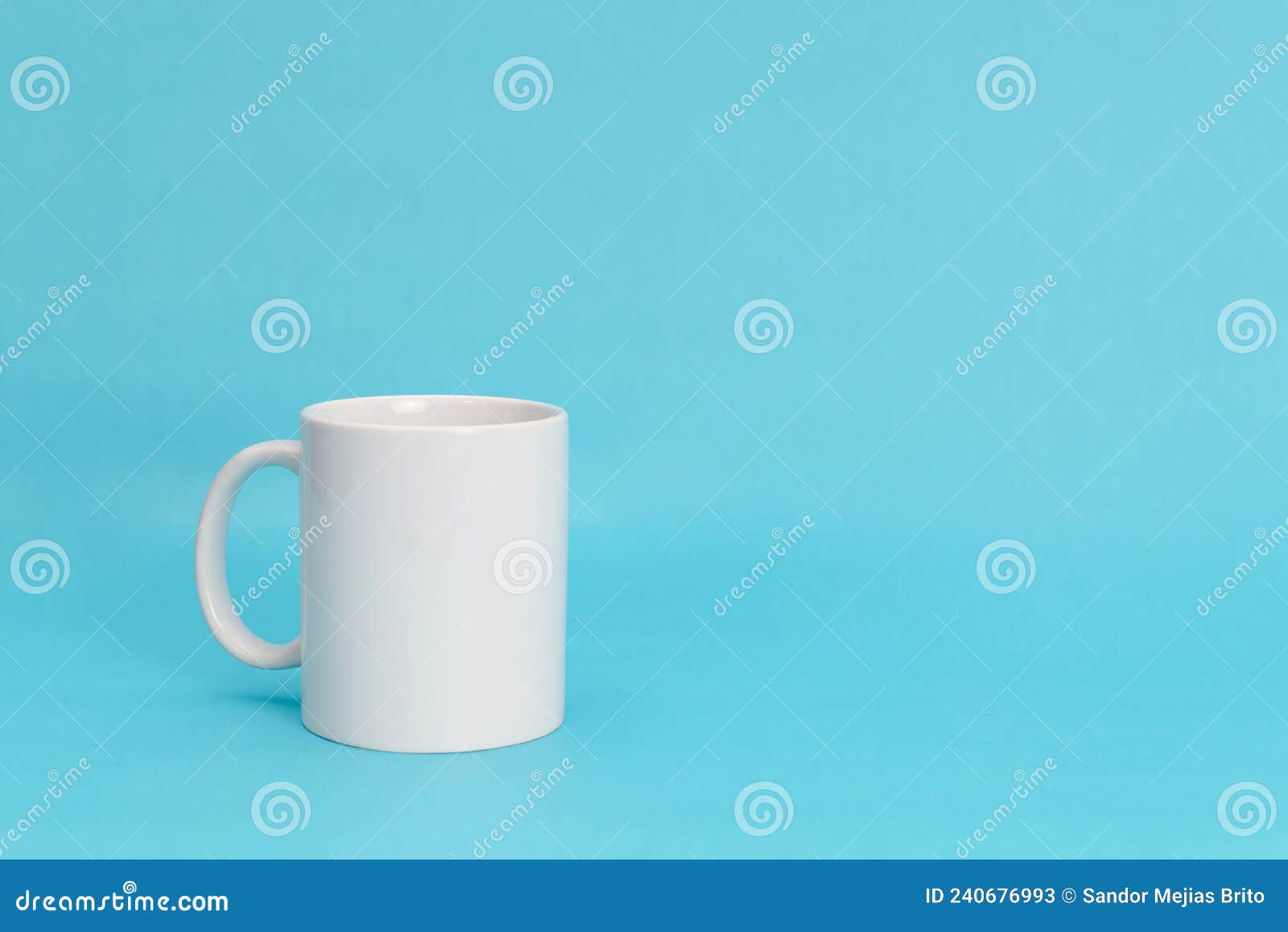 White Mug on a Blue Background Stock Image - Image of happy, drink ...