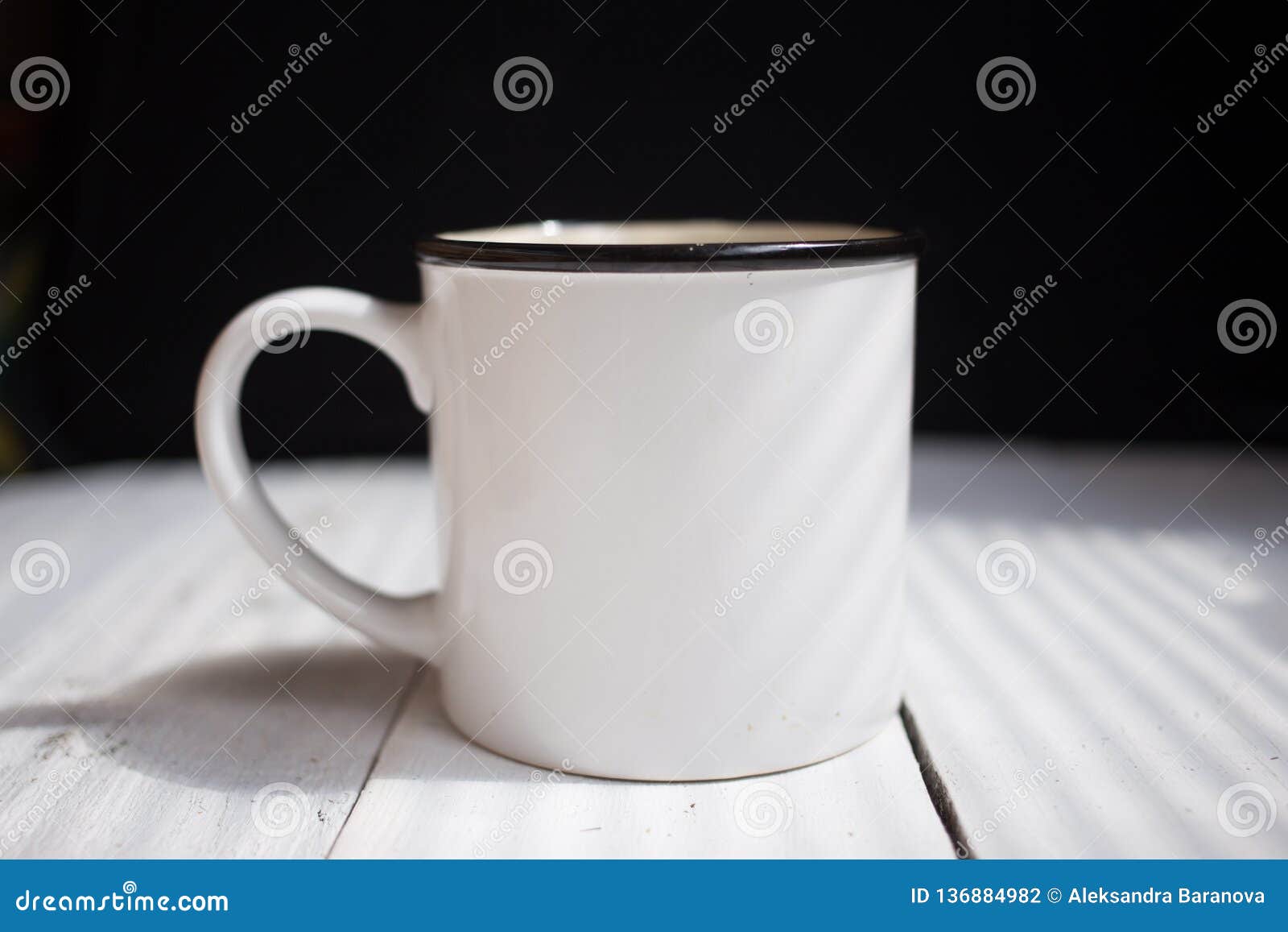 White Mug with Copy Space on the White Table Stock Photo - Image of ...