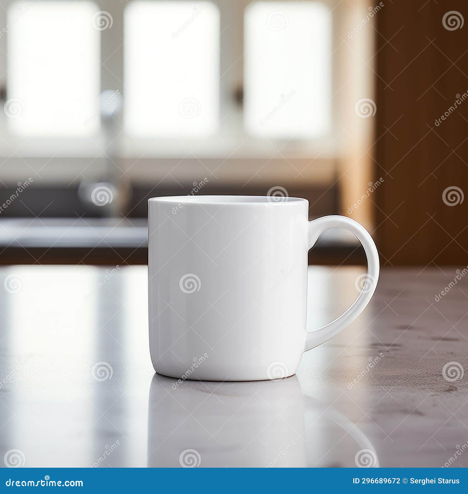 A White Mug Sitting on a Counter Top, AI Stock Illustration ...