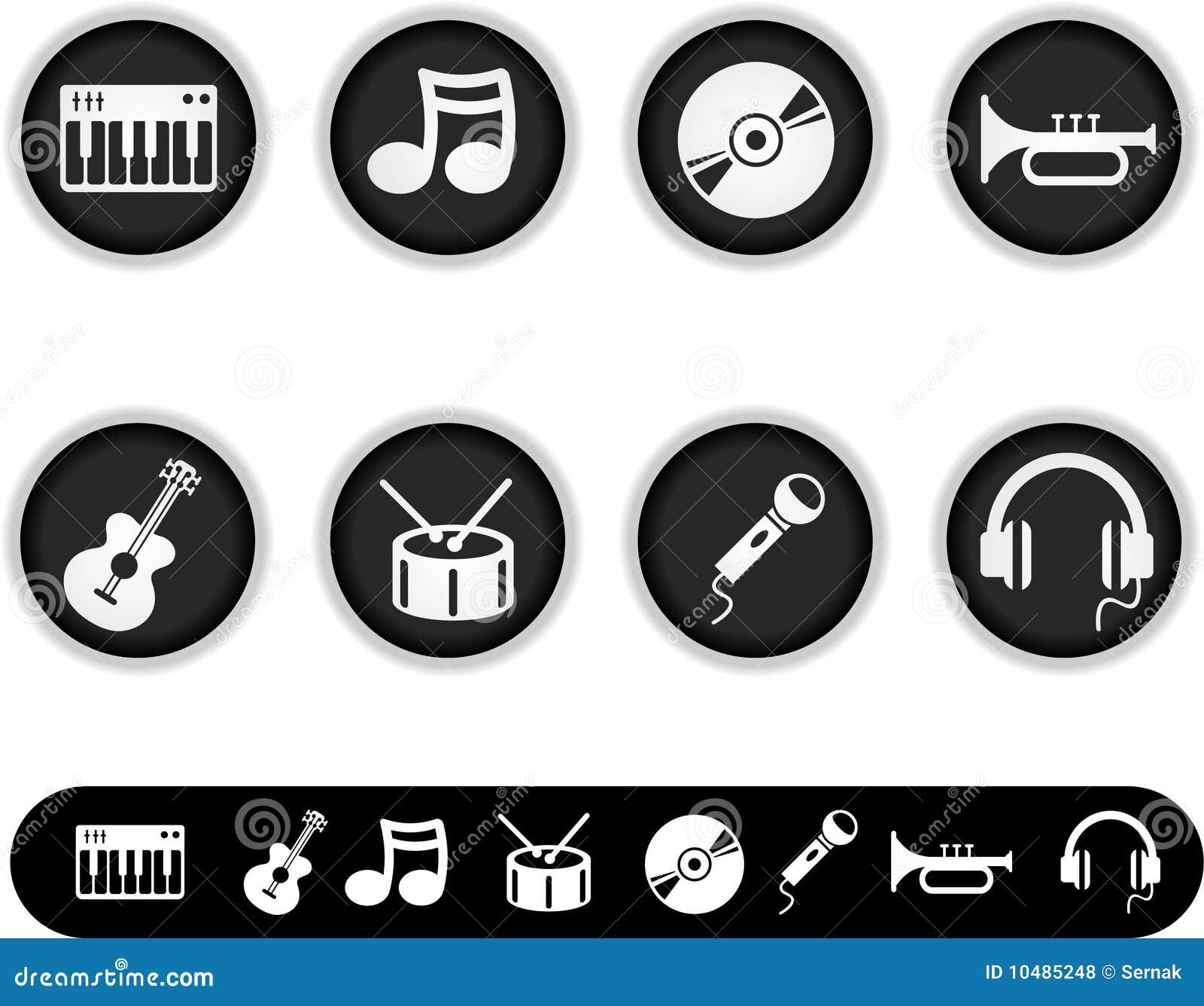 White music icons stock vector. Illustration of sound - 10485248
