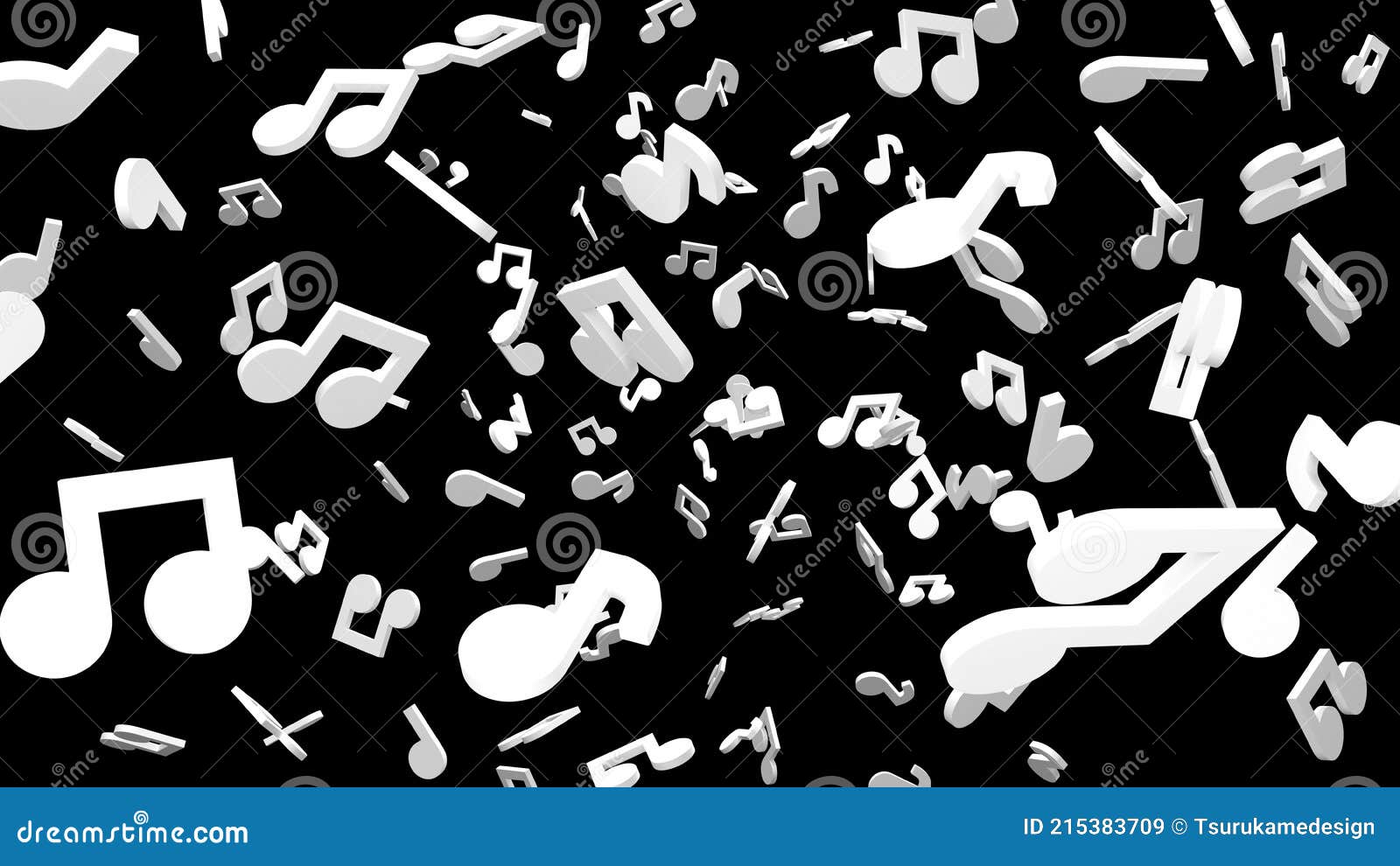 White Musical Notes on Black Background. Stock Illustration ...