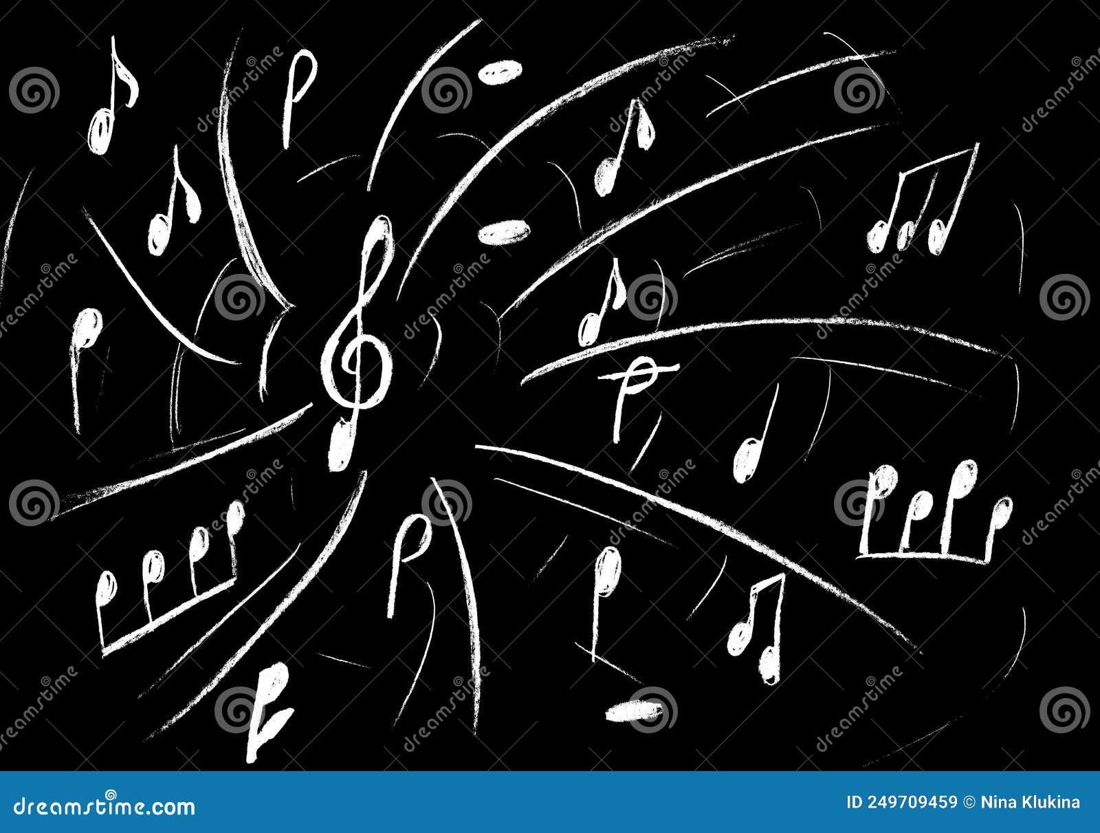White Musical Notes on a Black Background Stock Illustration ...