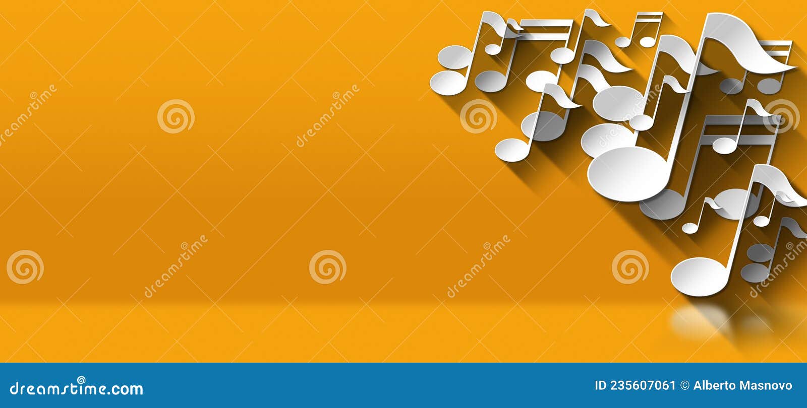 White Musical Notes on Orange Background with Copy Space Stock ...