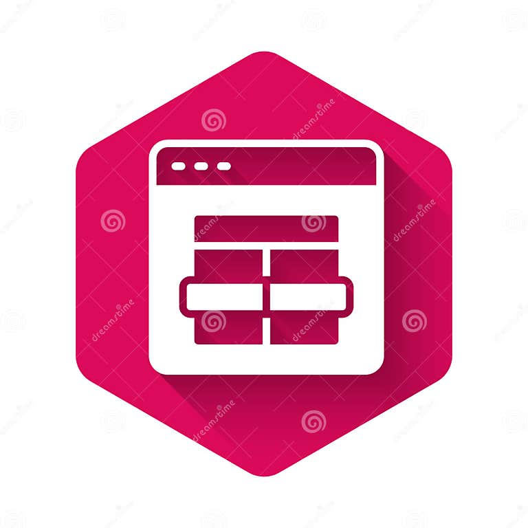 White MySQL Code Icon Isolated with Long Shadow Background. HTML Code ...