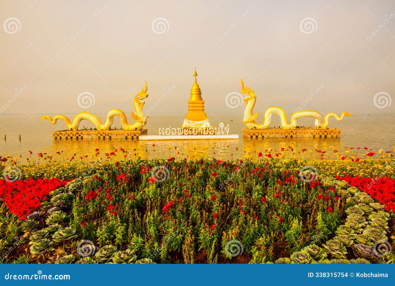 White Naga Statue at Kwan Phayao Stock Photo - Image of scene, park ...