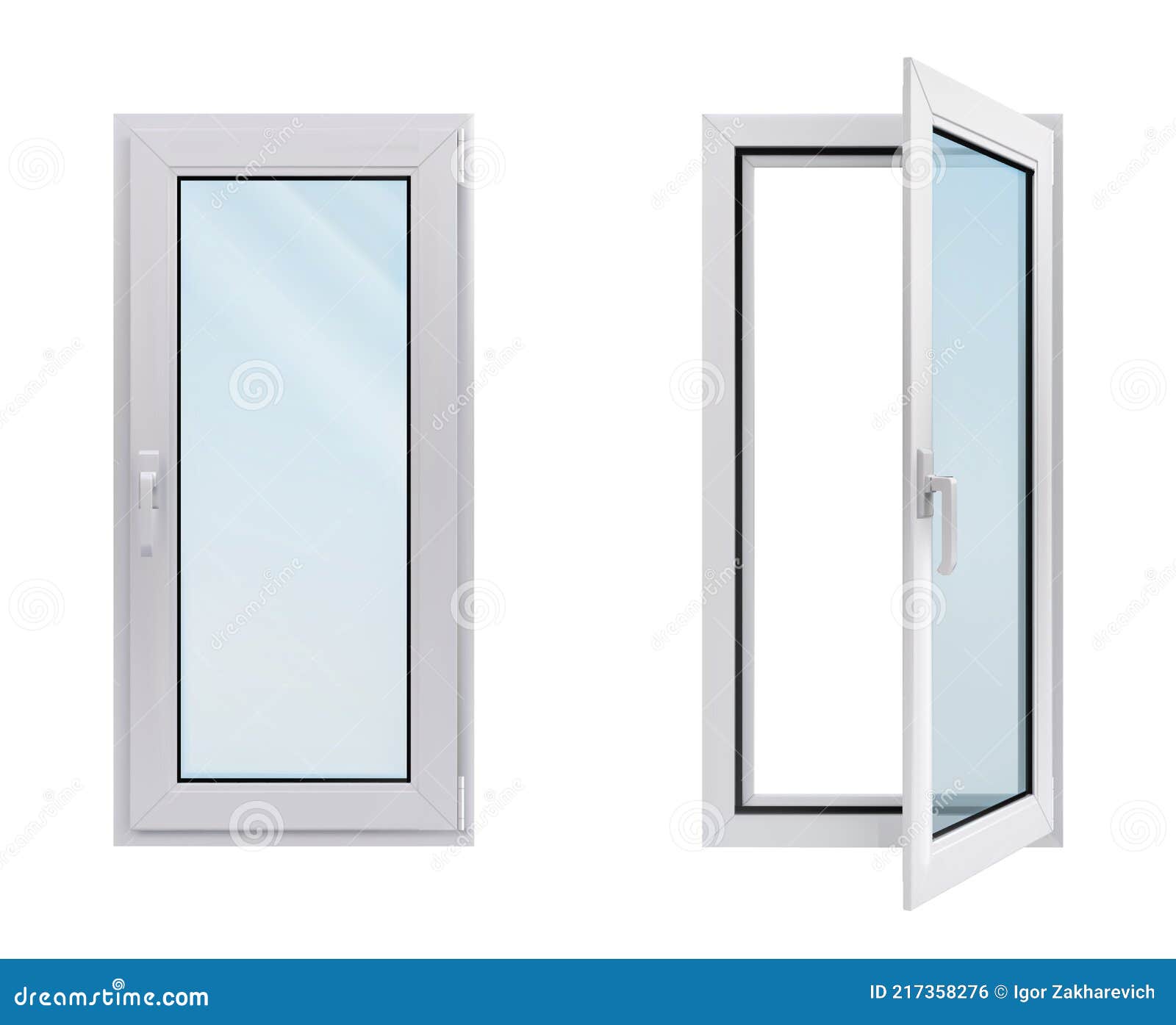 White Narrow Windows In Side View On A White Background. Cartoon Vector ...