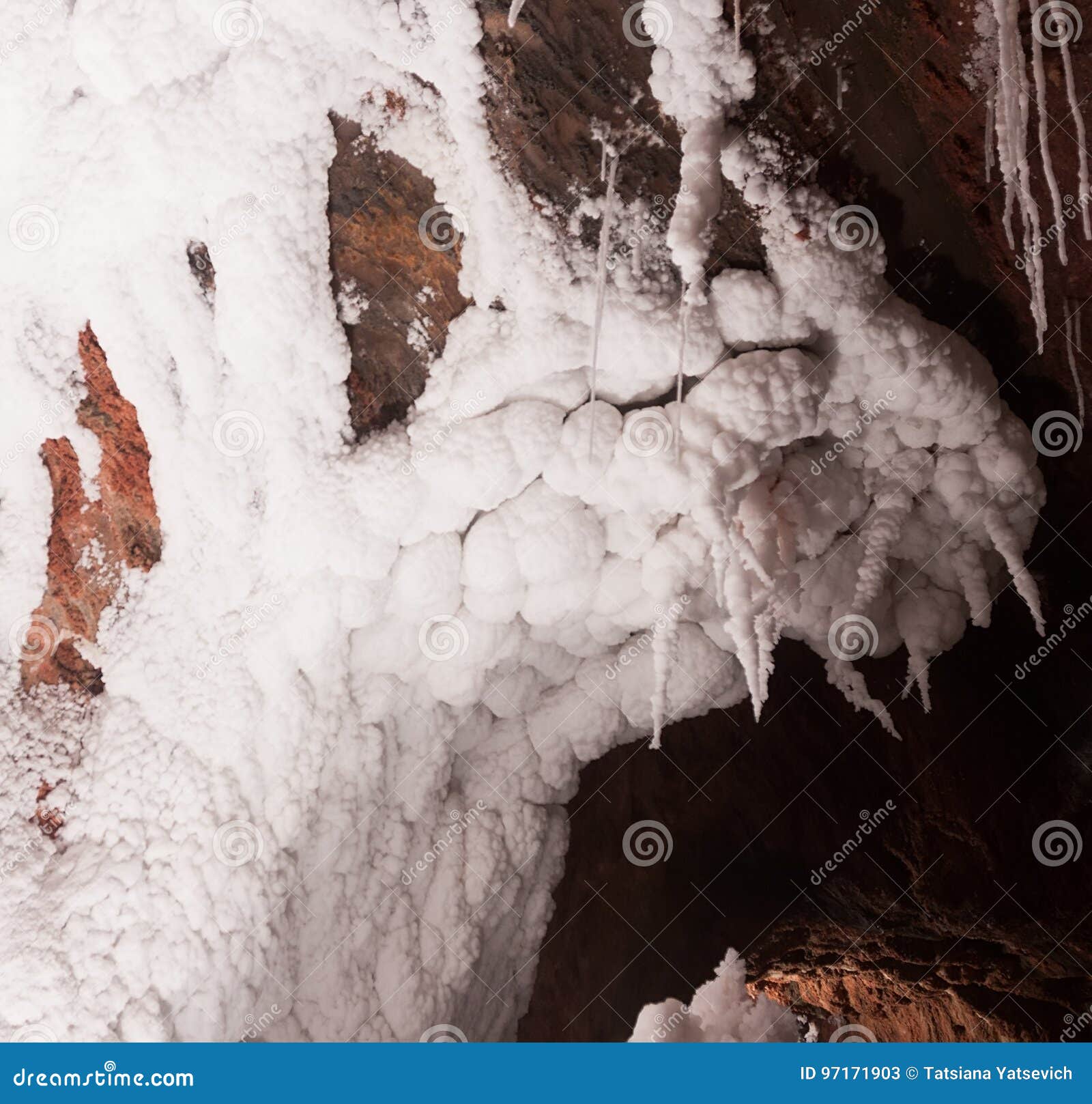 White Natural Salty Stalactites at Salt Cave Stock Image - Image of ...