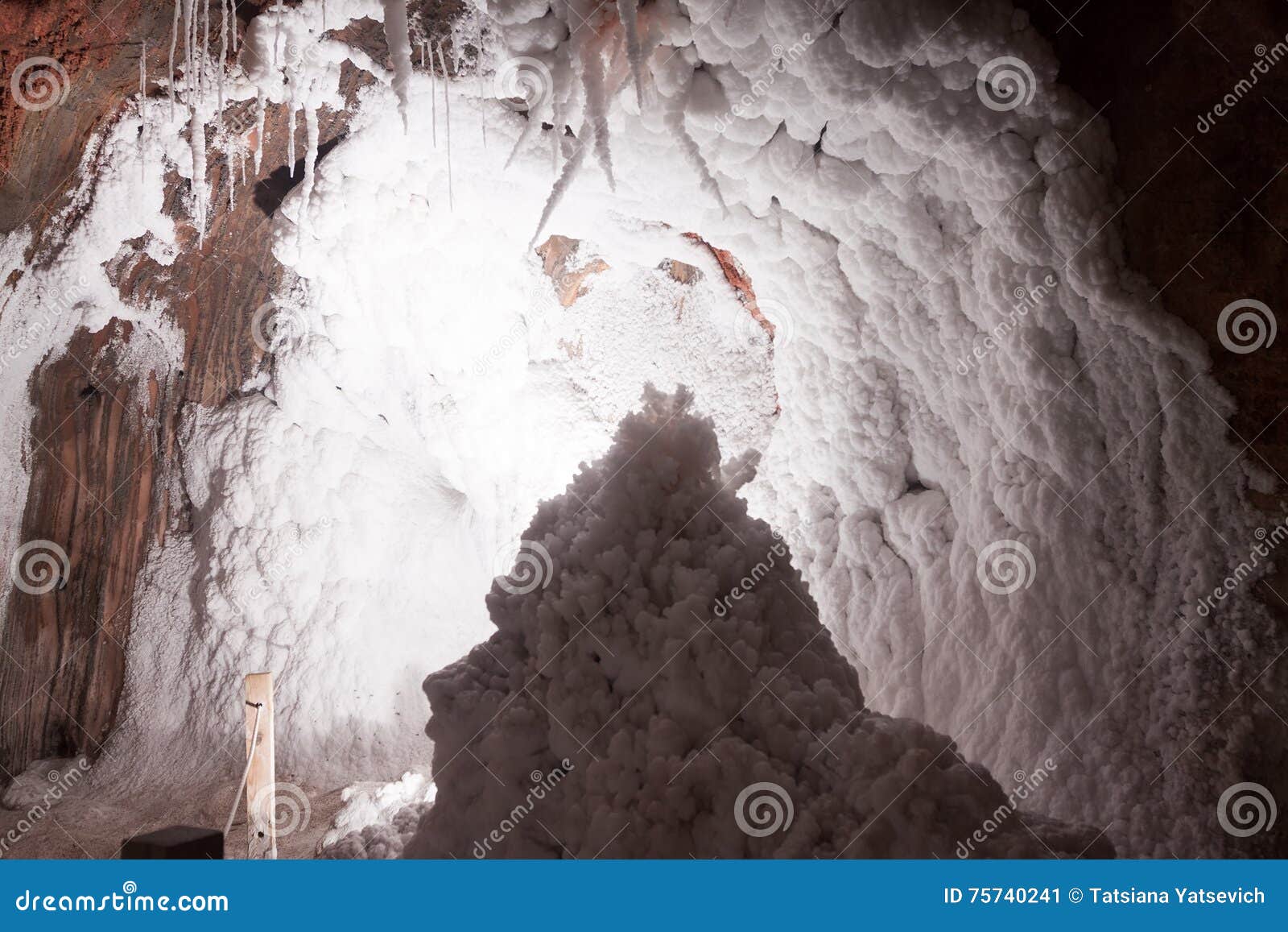White Natural Salty Stalactites at Salt Cave Stock Image - Image of ...