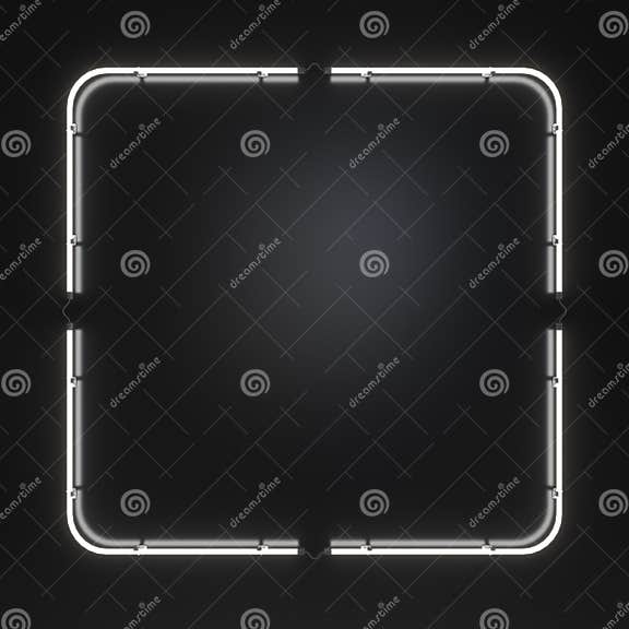 White Neon Frame Sign in the Shape of Rectangle. 3d Illustration Stock ...