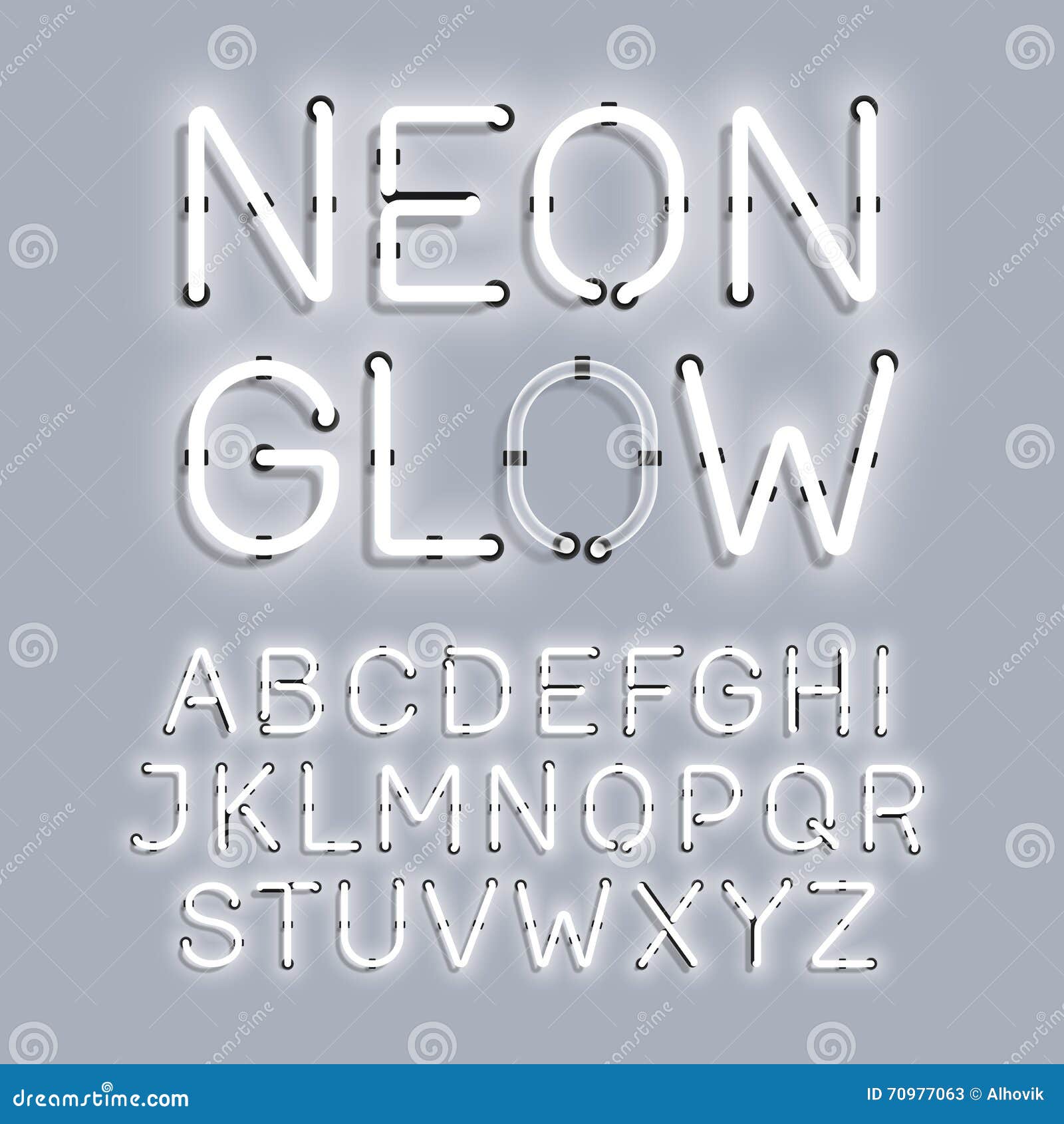 White Neon Glow Alphabet Cartoon Vector | CartoonDealer.com #70977063