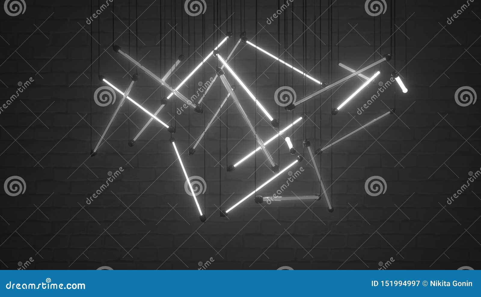 White Neon Light Bulbs 3D Render Illustration Stock Illustration ...
