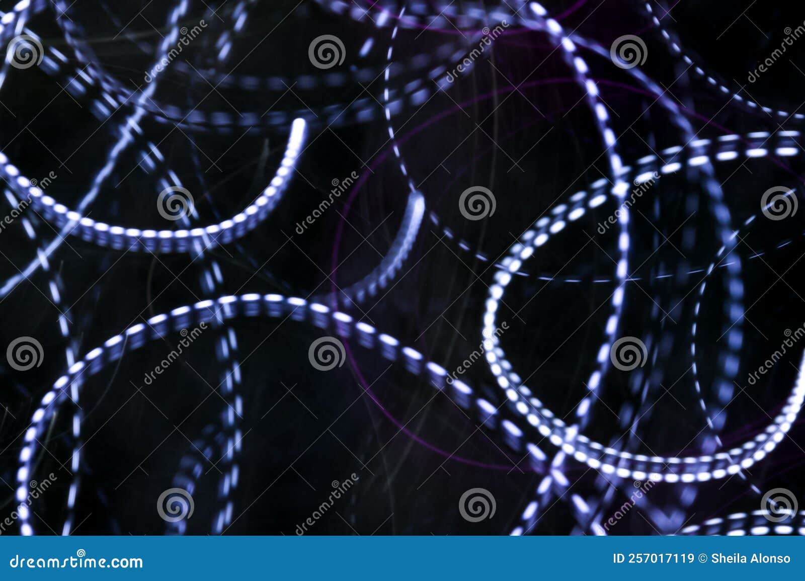 White Neon Lights in the Dark. Abstract Moving Lights Effect Stock ...