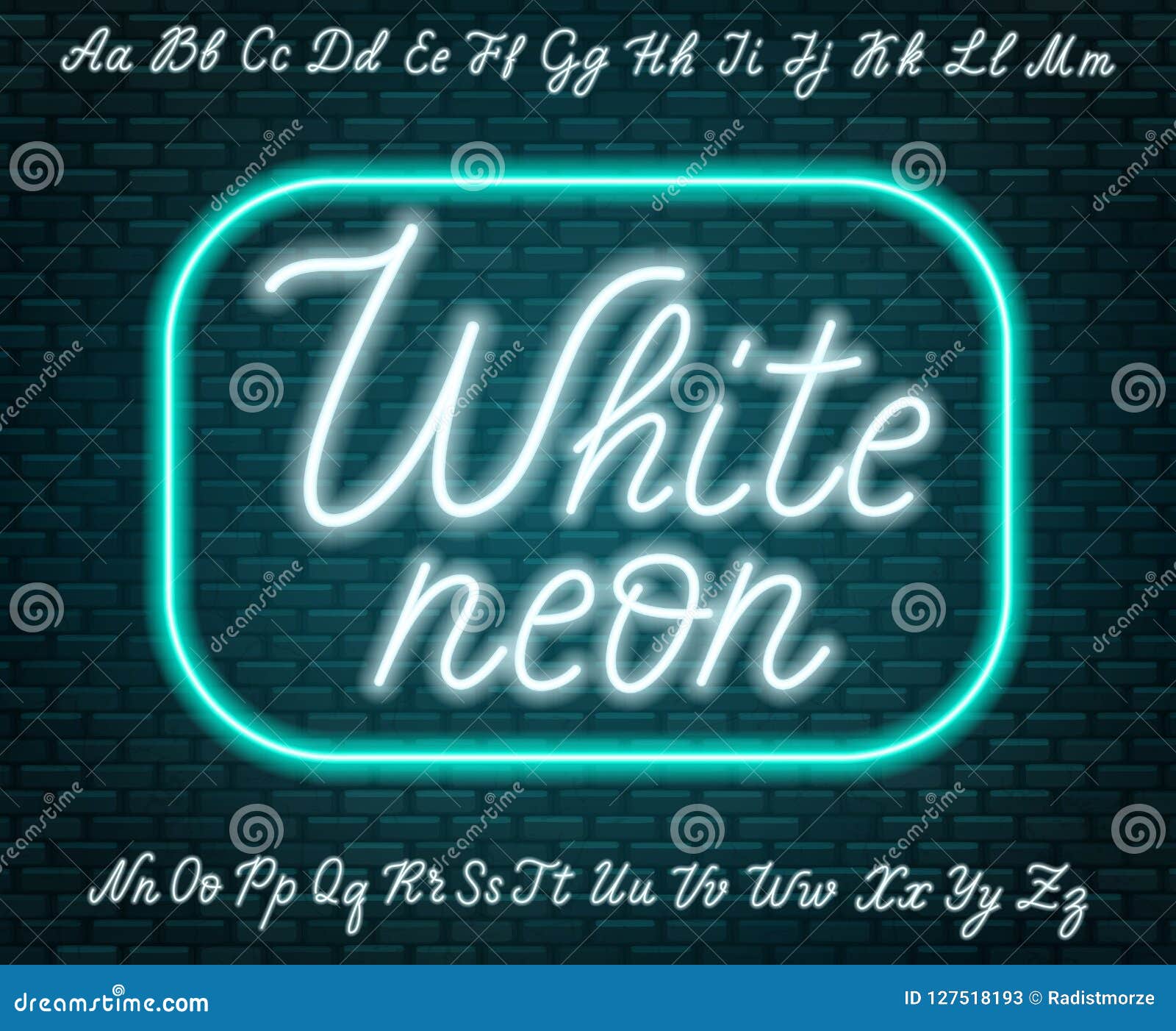 White Neon Script. Uppercase and Lowercase Letters. Stock Vector ...