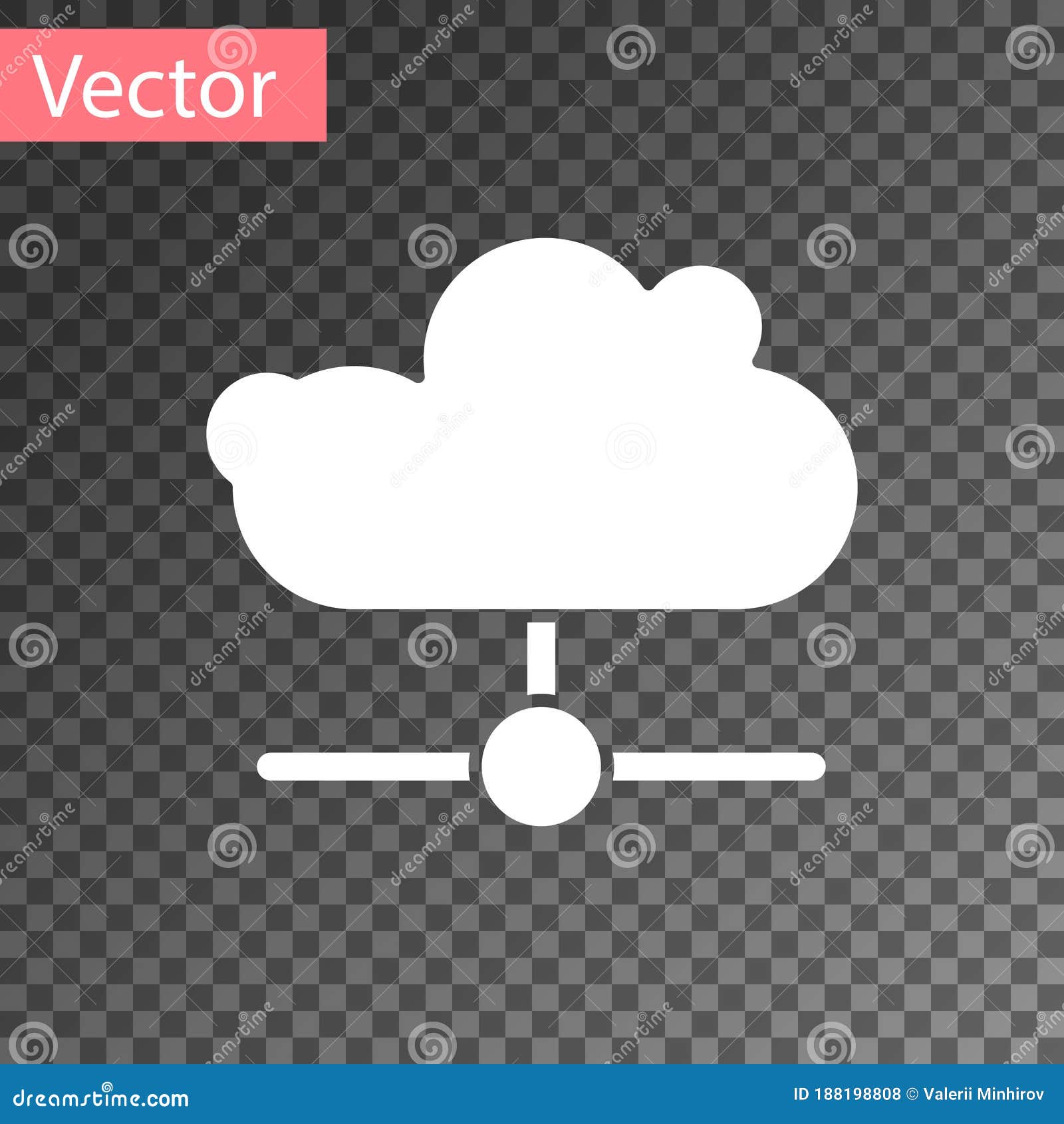 White Network Cloud Connection Icon Isolated on Transparent Background ...