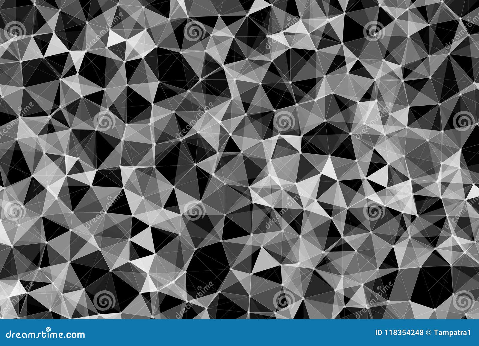 White Network Connection Triangle Lines on Black Stock Illustration ...