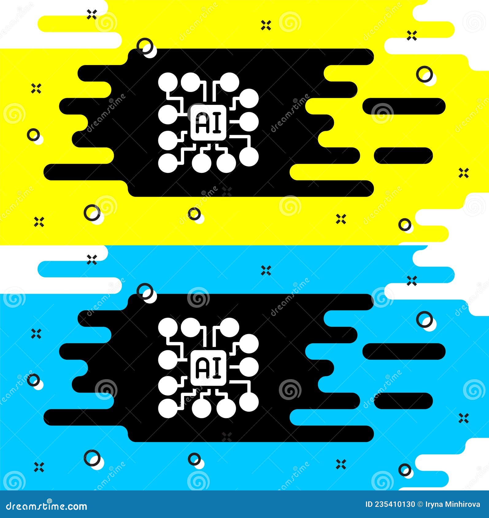 White Neural Network Icon Isolated on Black Background. Artificial ...