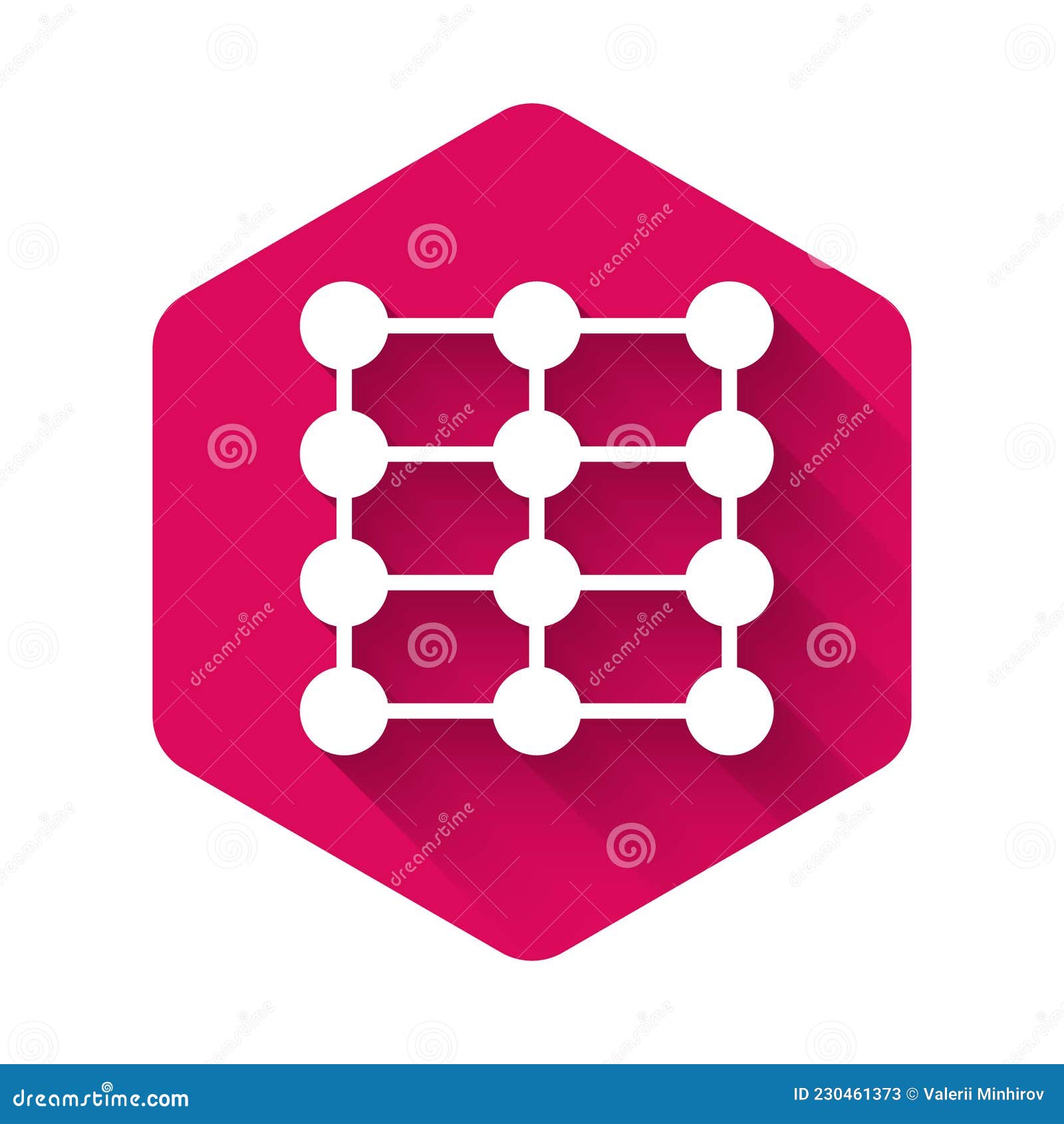 White Neural Network Icon Isolated with Long Shadow Background ...