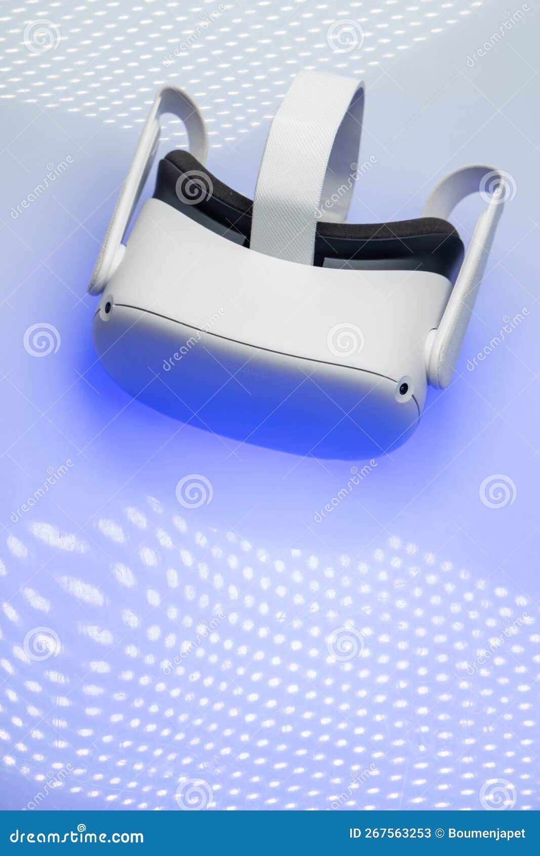 White New Generation VR Headset Isolated on White Background with Blue ...