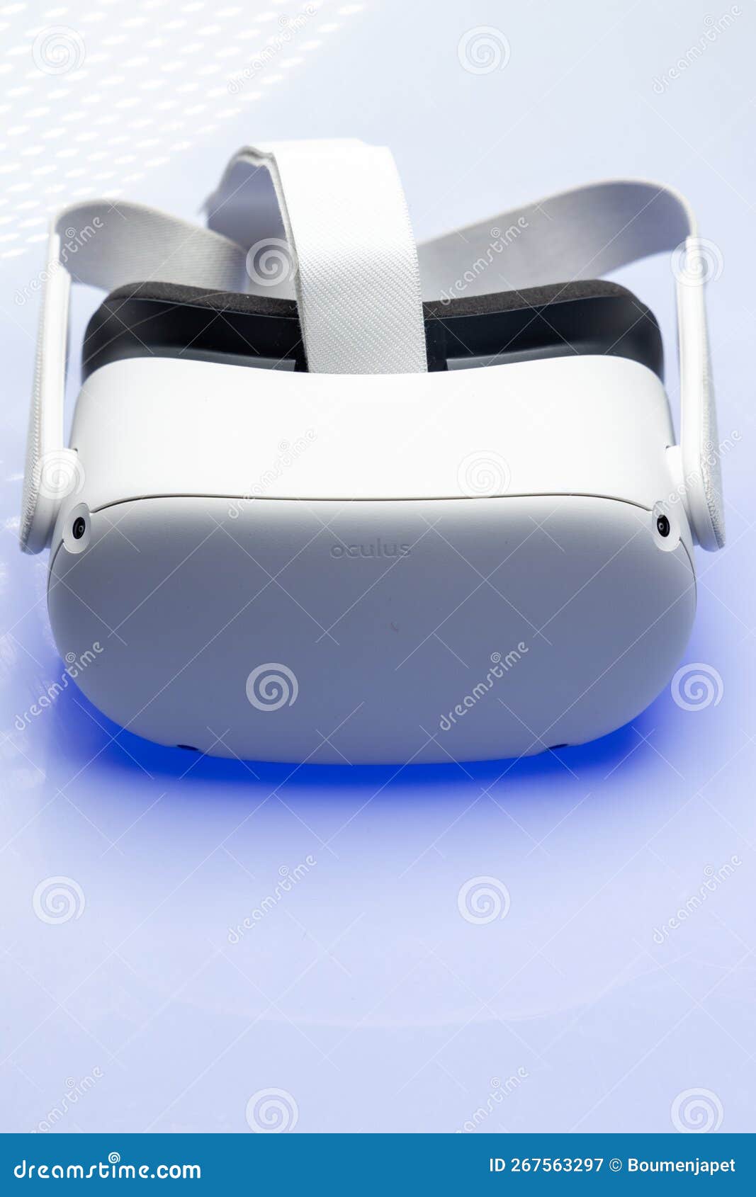 White New Generation VR Headset Isolated on White Background with Blue ...