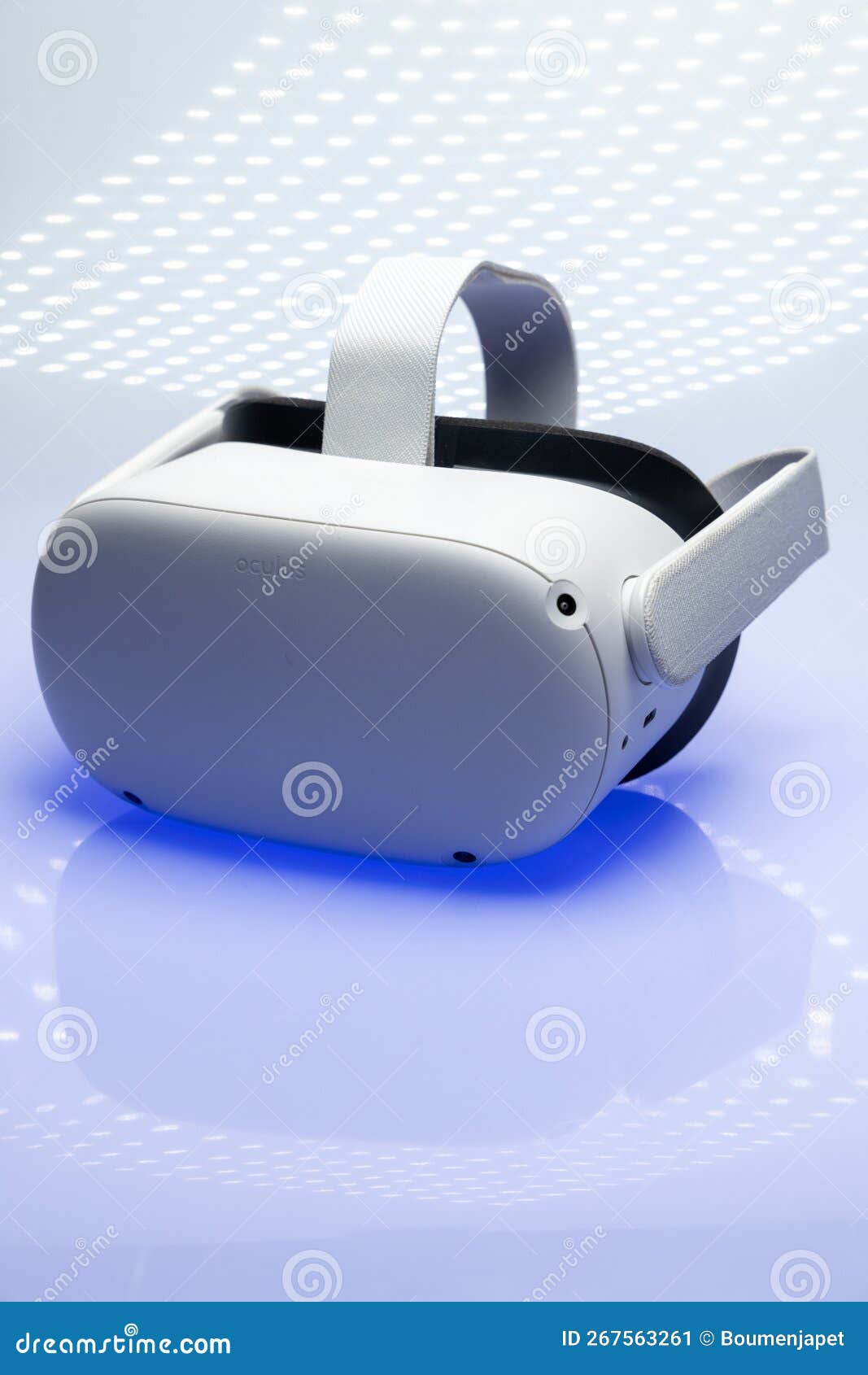White New Generation VR Headset Isolated on White Background with Blue ...